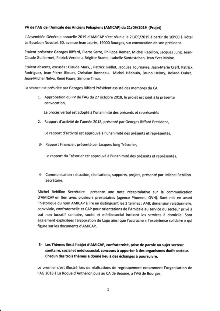Assemblée Générale – AMICAP