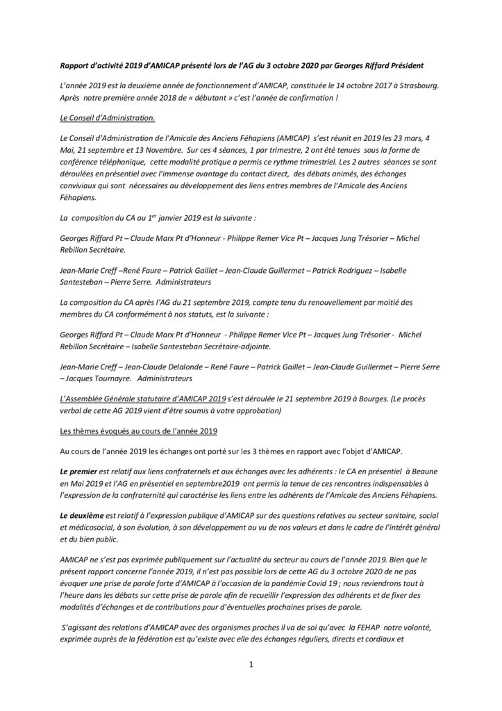 Assemblée Générale – AMICAP